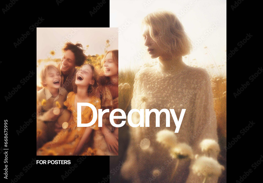 Dreamy Glow Poster Photo Effect Mockup With Generative AI Preview Stock ...