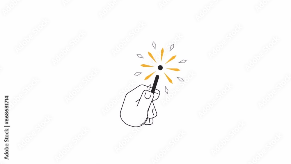 Middle eastern hand holding sparkler flare bw 2D character hand ...