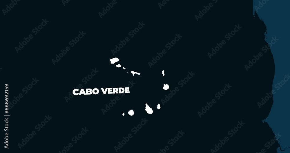 World Map Zoom In To Cabo Verde. Animation in 4K Video. White Cabo ...
