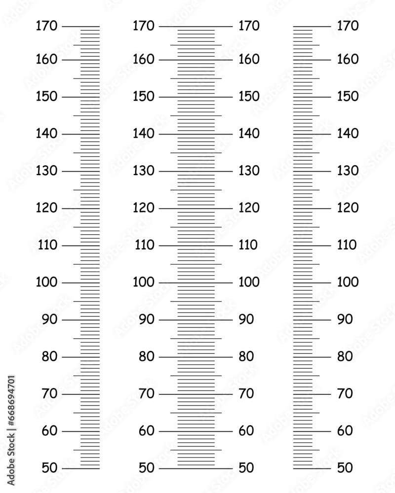 Kids height charts from 50 to 170 centimeters. Templates set for wall ...