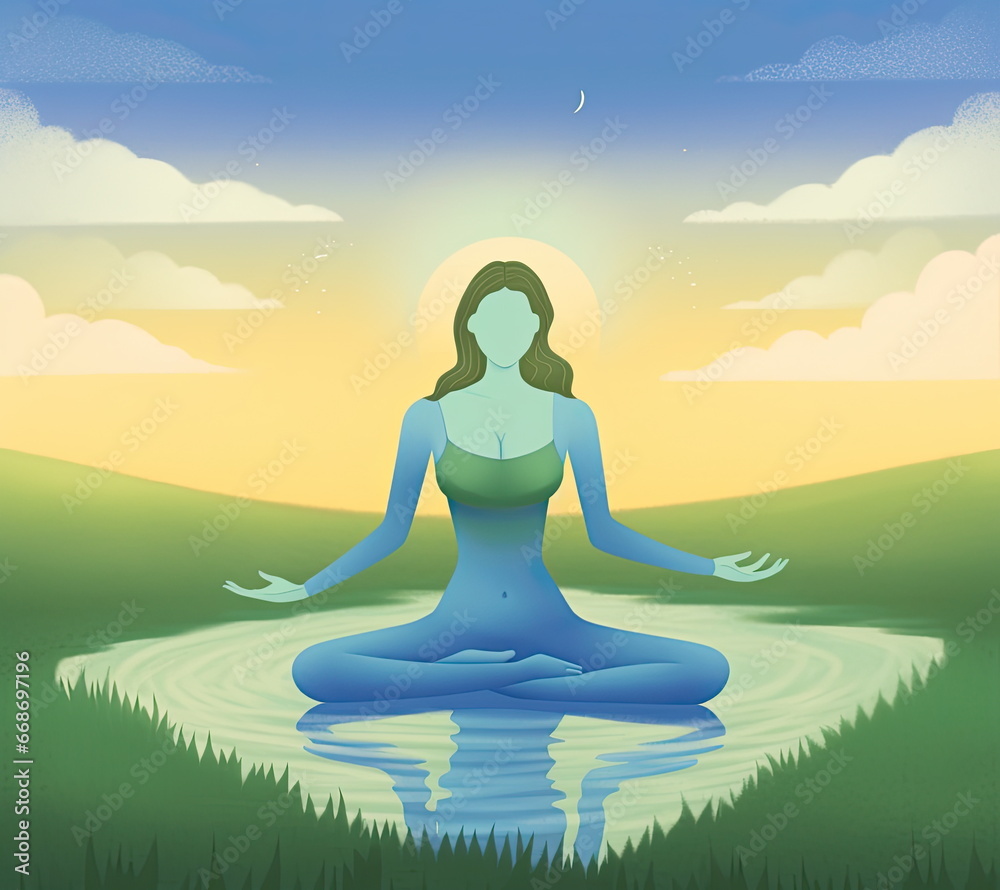 In harmony with nature. Peace. Freedom. An illustration of complete ...