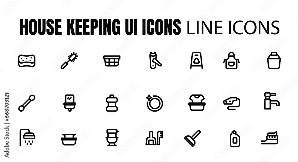 House Keeping UI Icons Vector illustration collection of simple line ...
