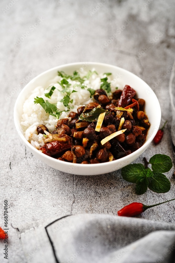 Kala Channa or Black chickpeas | Kerala Kadala curry served with rice ...