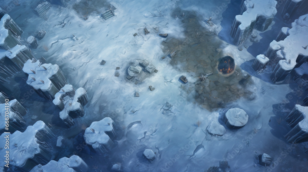 DnD Map Frozen Arctic Lake Aerial View Stock Illustration | Adobe Stock