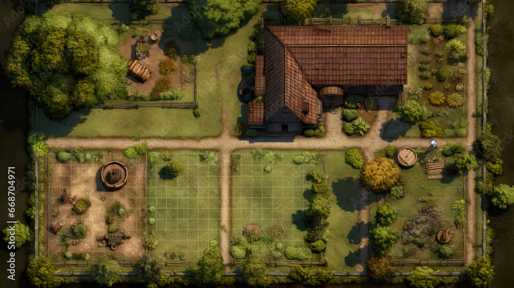 DnD Map Large Farm Alchemical View Stock Illustration | Adobe Stock