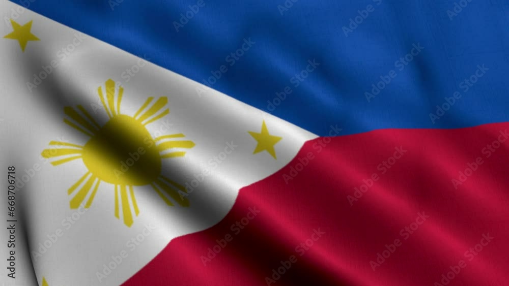 Philippines Flag. Waving Fabric Satin Texture Flag of Philippines 3D ...