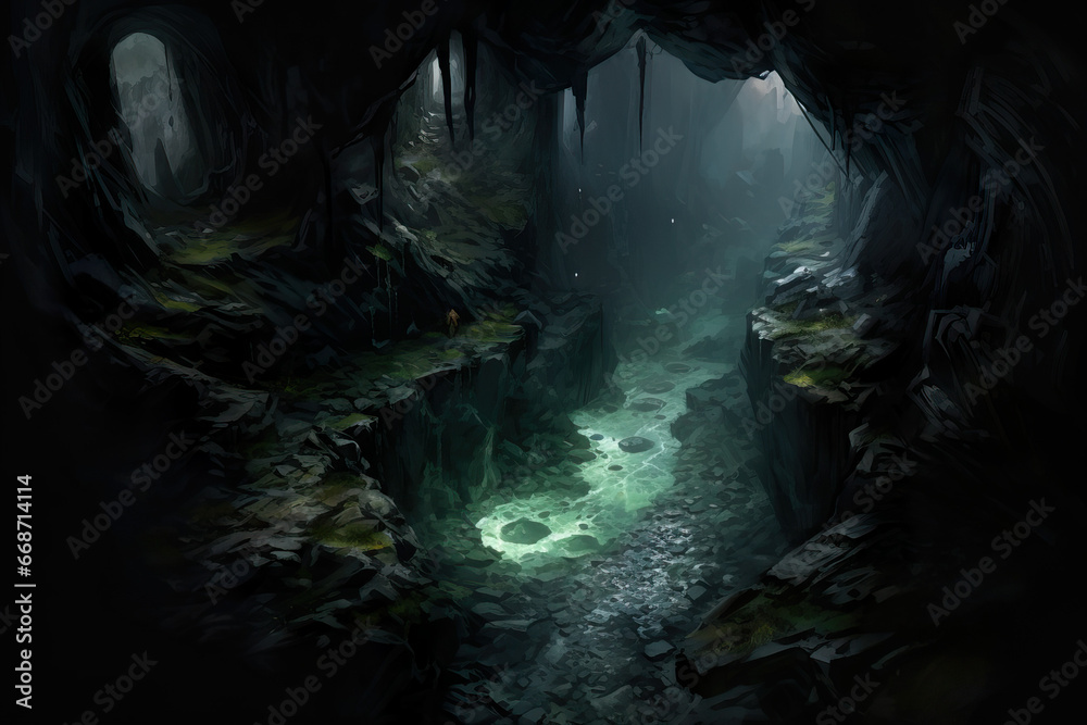 DnD Map Gorgon's Grotto: Dimly Lit Cave ilustração do Stock | Adobe Stock