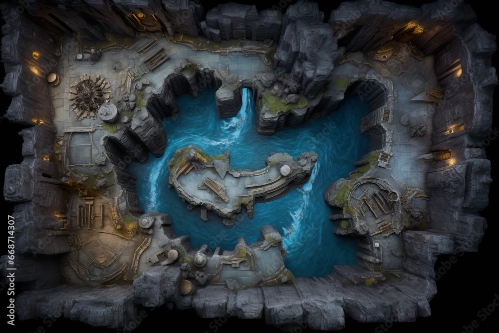 DnD Map Underwater Lair: Hydra's Hideout Stock Illustration | Adobe Stock