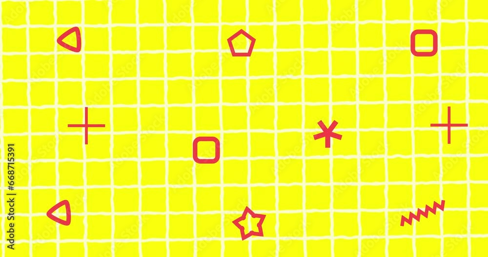 Grid lines stop motion animation background with different geometrical ...