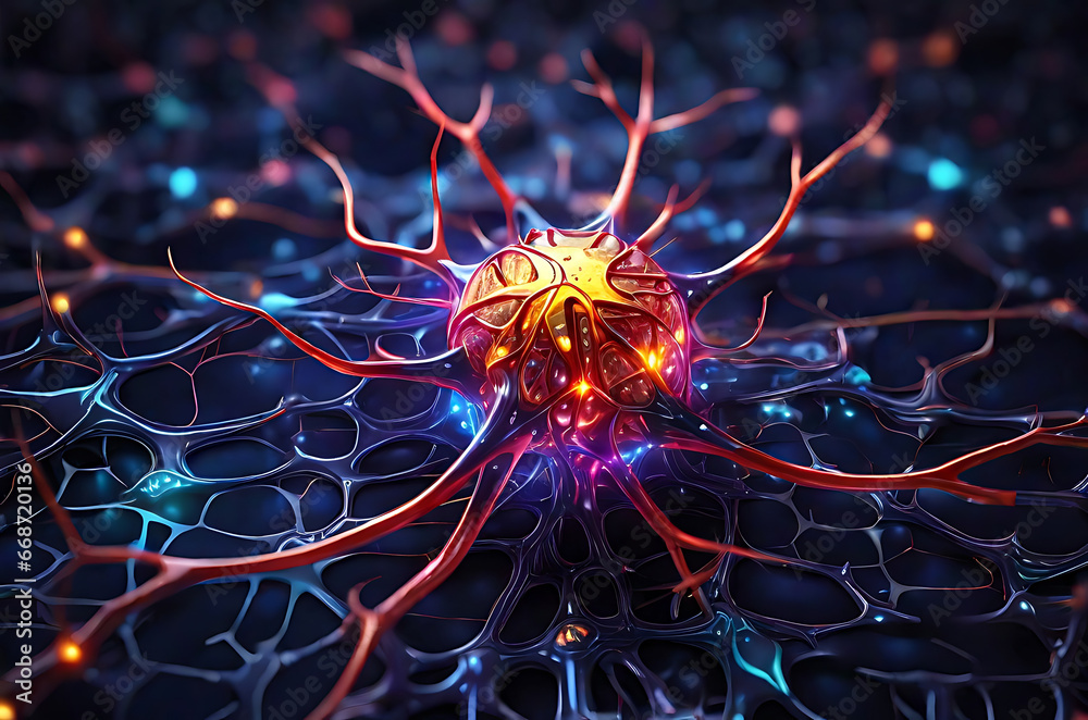 Futuristic illustration of a futuristic neuron cell in human brain ...