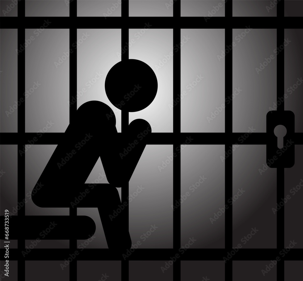 Detailed cell door. Prisoner, law enforcement and criminal justice sign ...