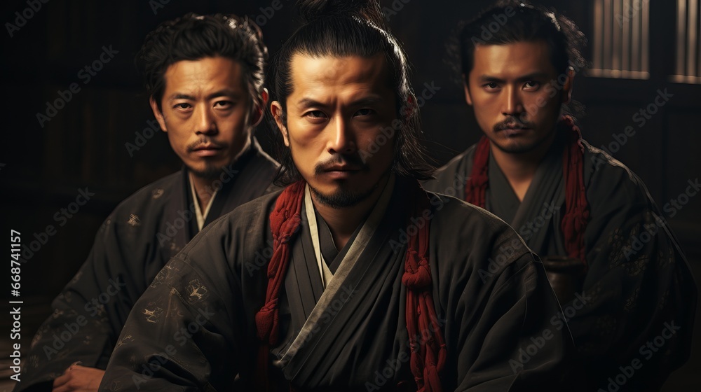 Asian warrior with a katana. Portrait of male samurai. Concept ...