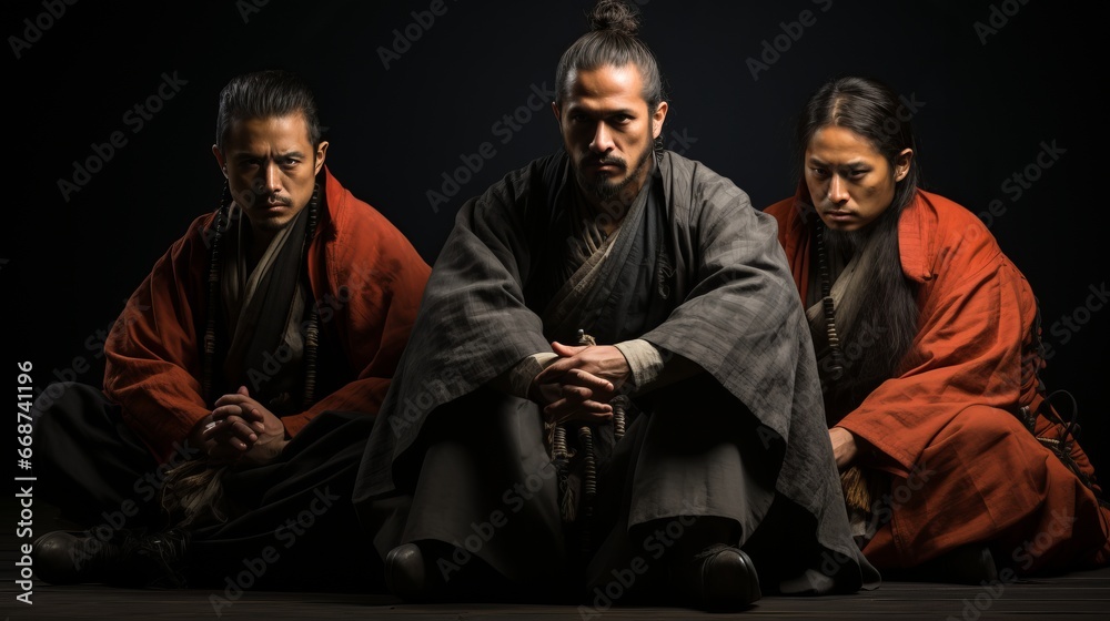 Asian warrior with a katana. Portrait of male samurai. Concept ...