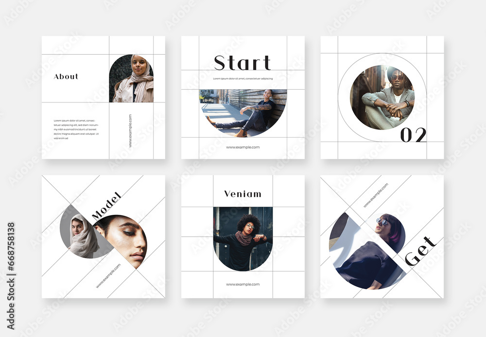 Set of Minimalistic Social Media Layouts Stock Template | Adobe Stock