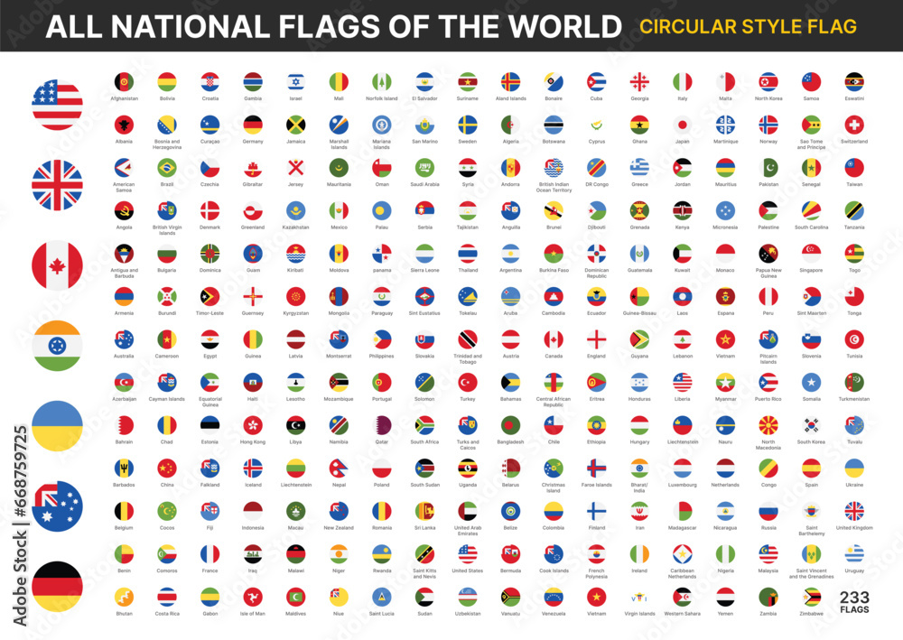 All national flags of the world - Official country signs with names ...