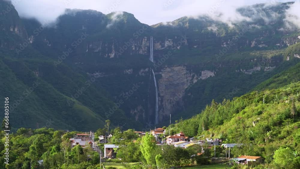 Gocta Cataracts, Catarata del Gocta, are perennial waterfalls with two ...