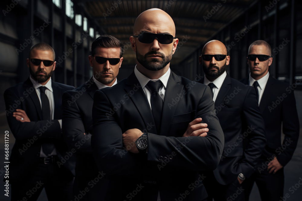 Group Of Serious Bodyguards In Business Suits фотография Stock | Adobe ...