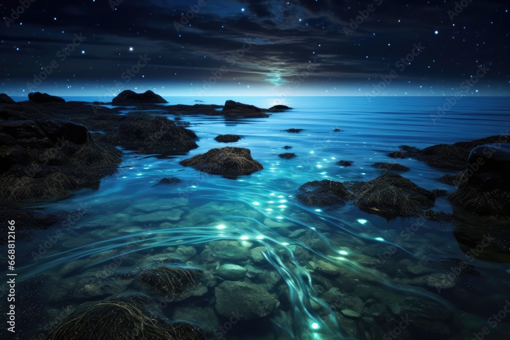 Bio Luminescent Plankton Create Stunning Ocean Glow. Сoncept Nature's ...