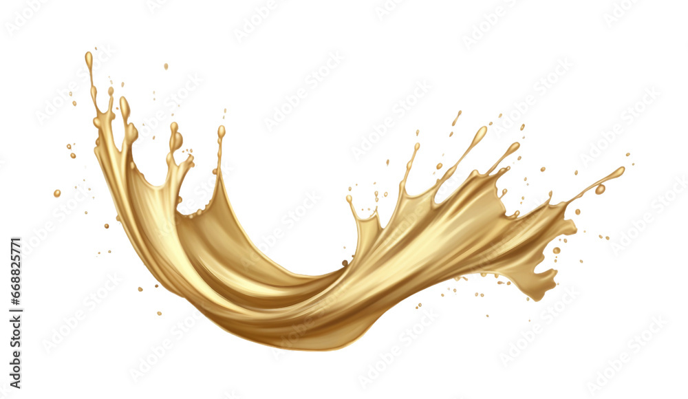 luxury sparkling golden splash waves isolated on a transparent ...