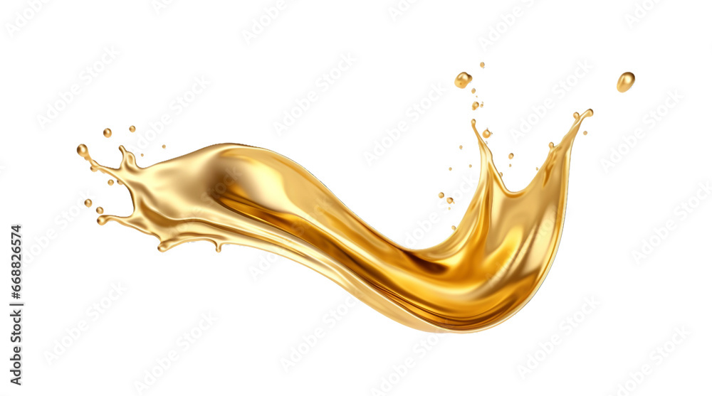 luxury sparkling golden splash waves isolated on a transparent ...