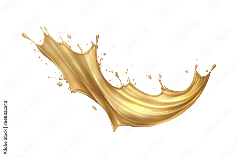 luxury sparkling golden splash waves isolated on a transparent ...