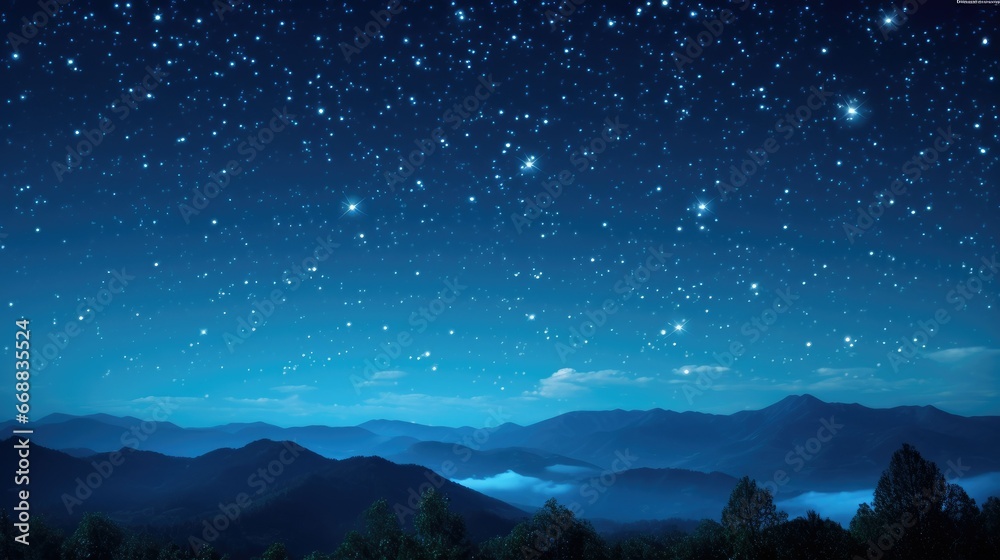 A mesmerizing starry sky with twinkling diamond-like stars against a ...