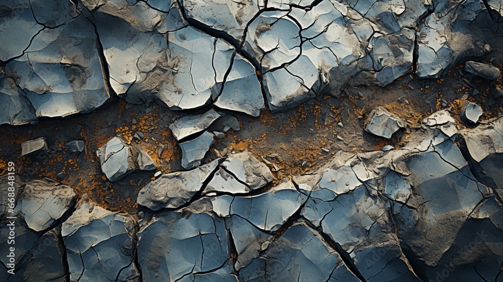 Ground cracks top view, earthquake cracking holes, ruined land surface ...