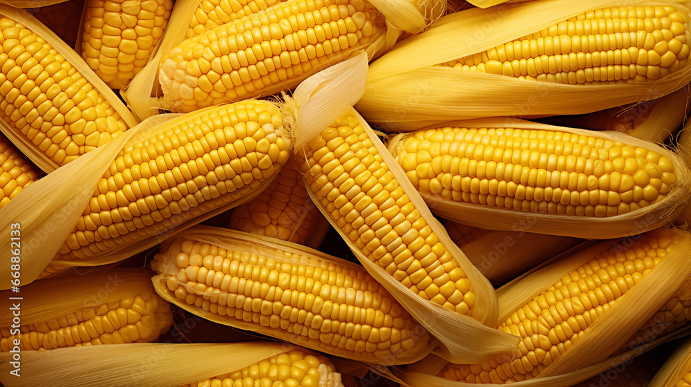 Vibrant photo of delicious-looking corn on the cob with bright golden ...