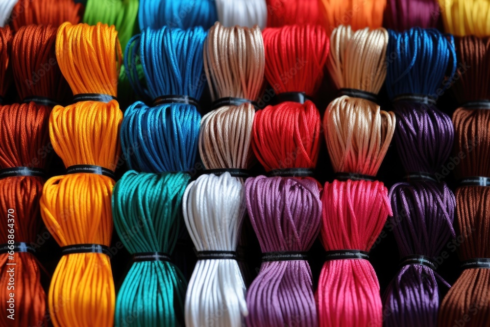 various different-colored threads intertwined into a single cord Stock ...