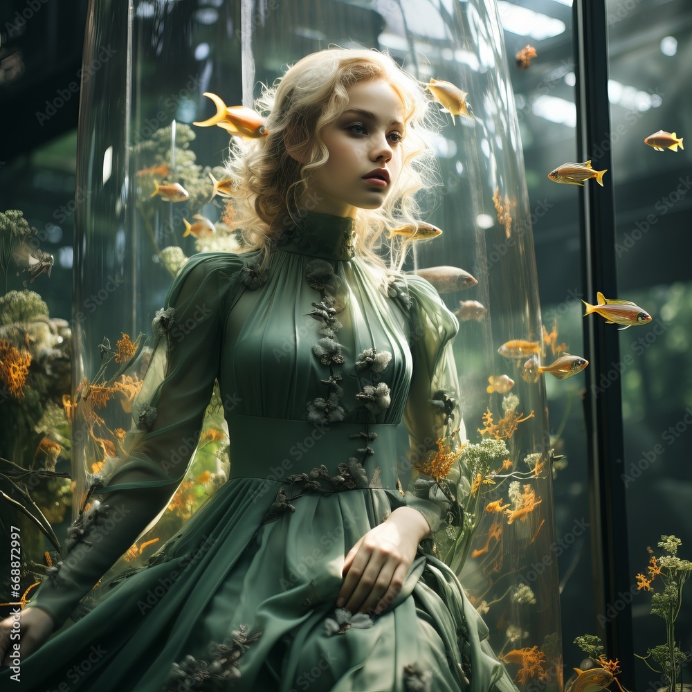 Nymph, a mythical creature that controls nature and the water elements ...