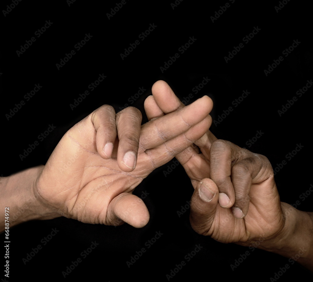 sign language with hand gestures speaking body language with people on ...