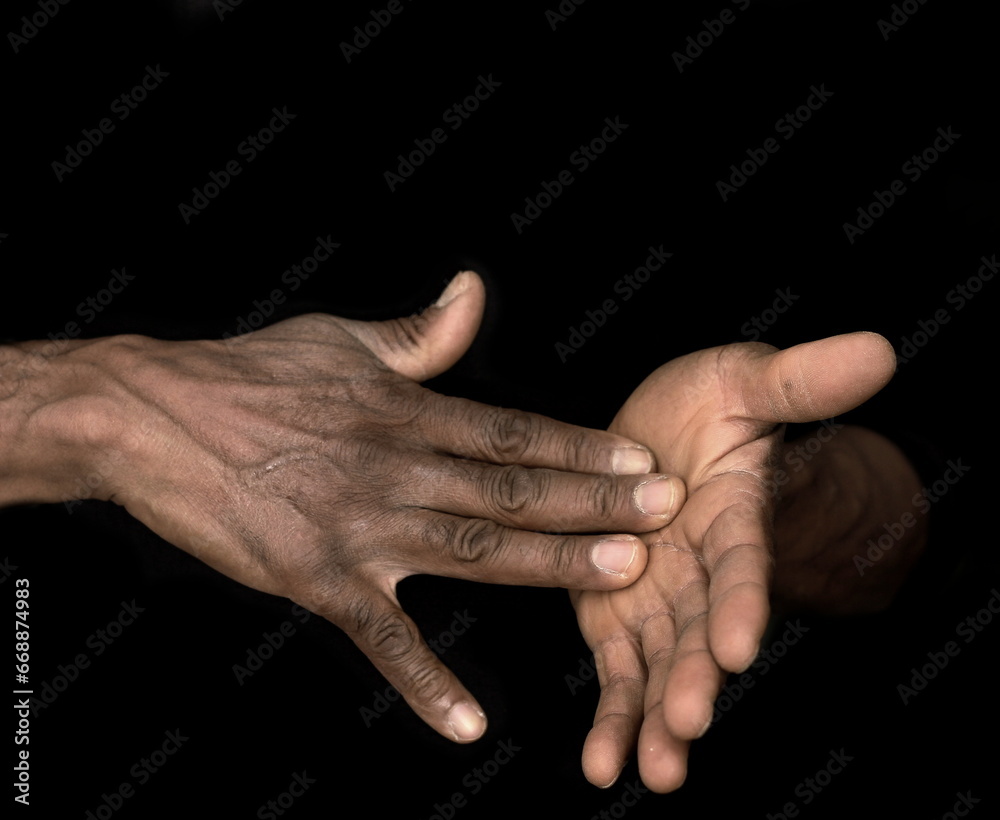 sign language with hand gestures speaking body language with people on ...