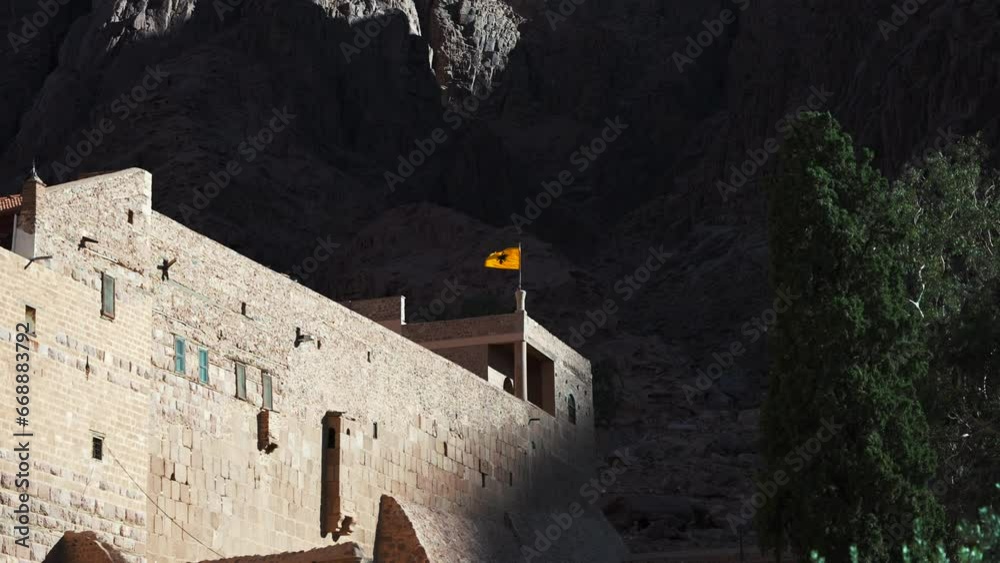 Flag with the two-headed eagle of the Byzantine empire in Saint ...