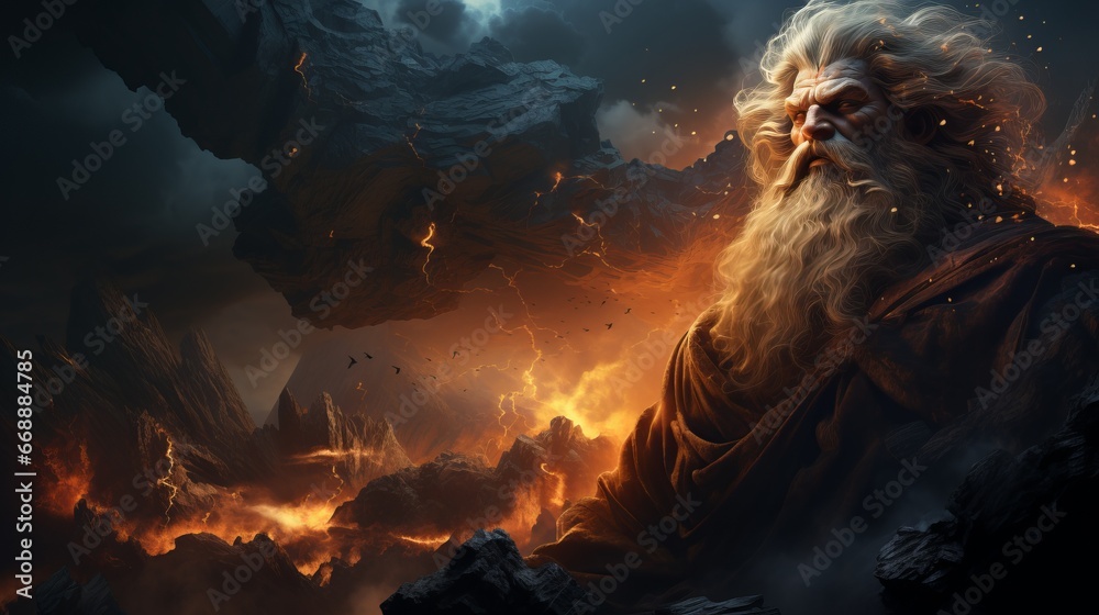 Zeus, god of ancient Greek mythology. God of thunder from Olympus, a ...