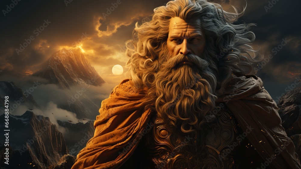 Zeus, god of ancient Greek mythology. God of thunder from Olympus, a ...