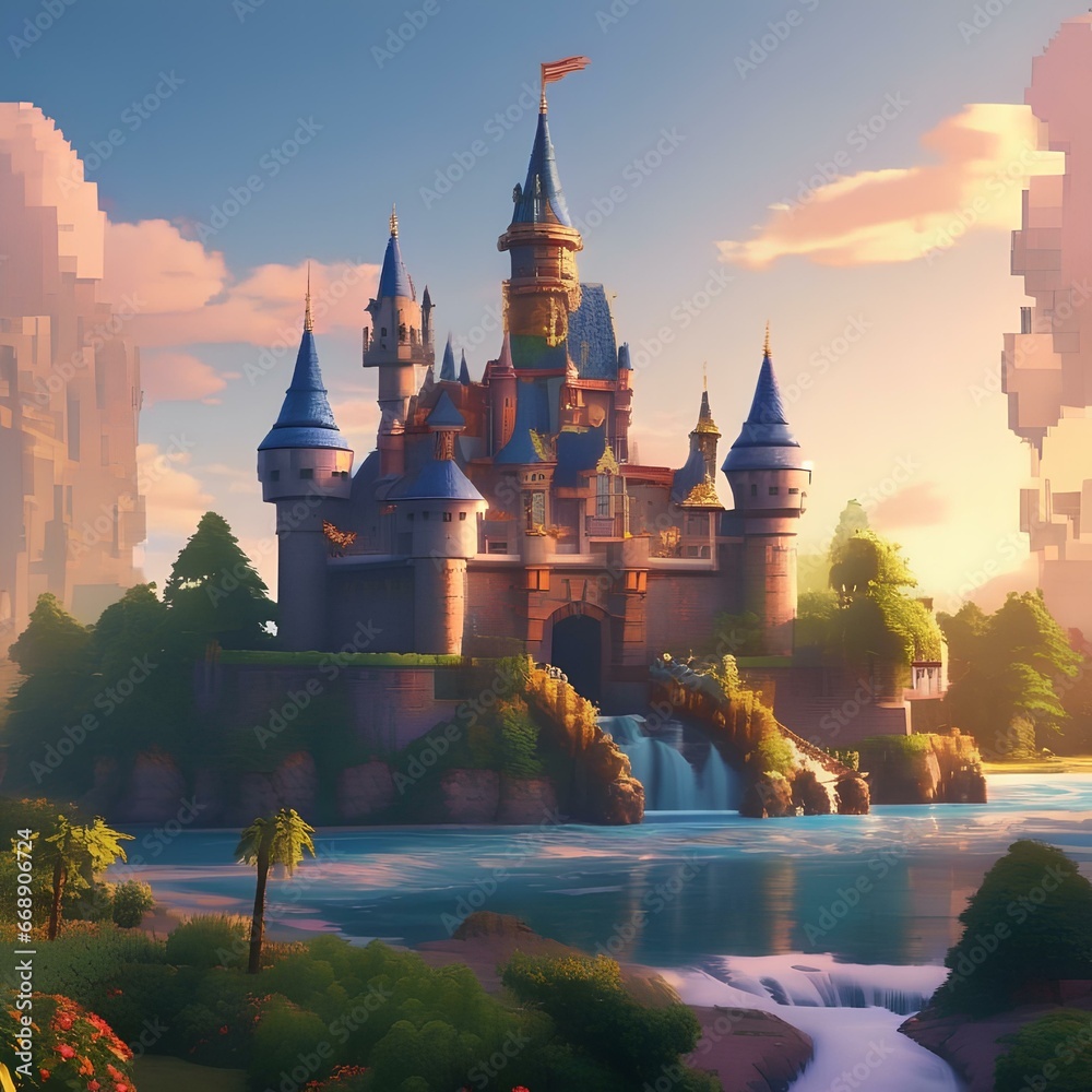 30 Design a pixel art fairy tale castle with turrets, a drawbridge, and ...