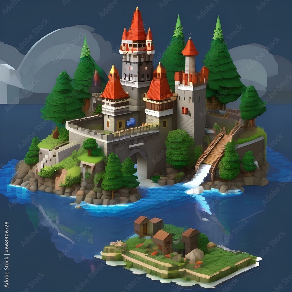 30 Design a pixel art fairy tale castle with turrets, a drawbridge, and ...
