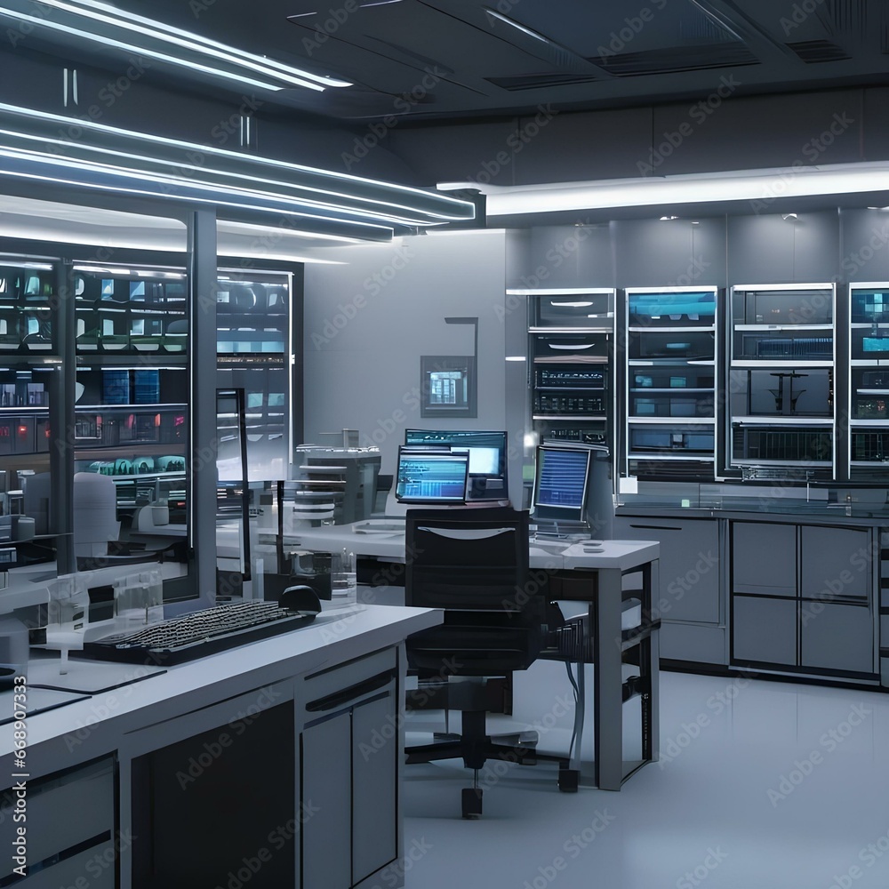 79 Produce a pixel art futuristic laboratory with scientists and ...