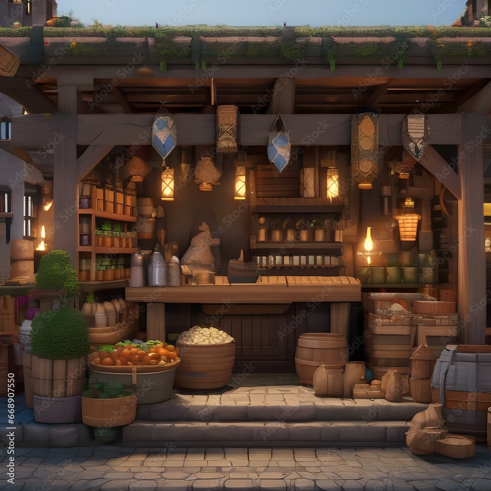 69 Design a pixel art medieval fantasy market with stalls, merchants ...