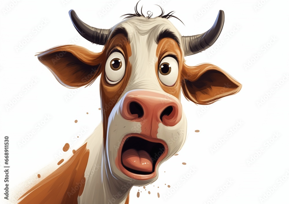 cartoon cow surprised look face illustration profile people panicking ...