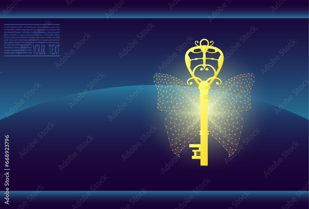Butterfly wing key. Butterfly winged lock key made of mesh and dots ...