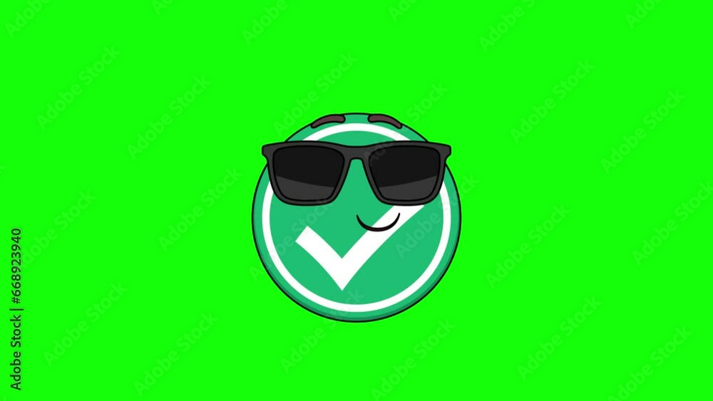 approved symbol emoji cartoon smiling face with sunglasses, emoticon ...