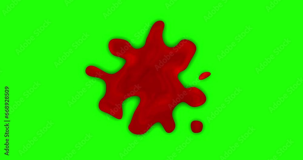 4k 3d red paint splashes on green screen background,blood splash on ...