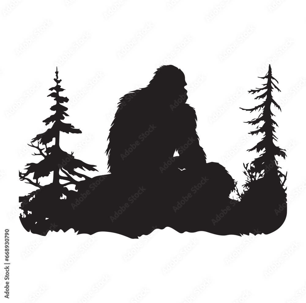 Bigfoot silhouettes Vector On White Background. Vector illustration ...