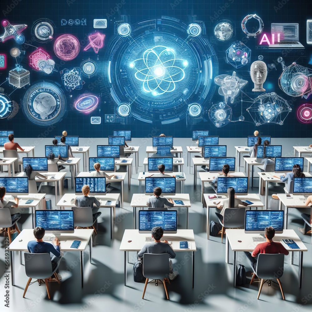 Teaching Ai Education Robot Class Teacher Student New Era Stock Photo