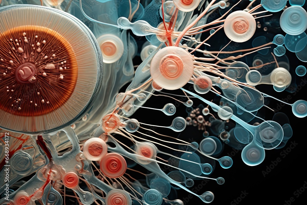 Zoomed in bacteria slide under a microscope, research in medicine Stock ...