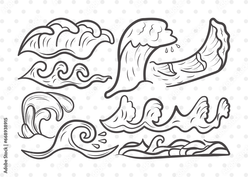 Vetor de Waves Clipart SVG Cut File | Wave Svg | Ocean Waves Svg ...