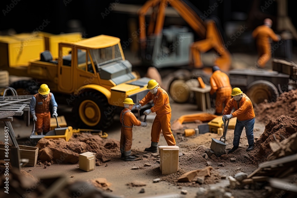 Explore a hyperreal world as toy workers craft in a matte background ...