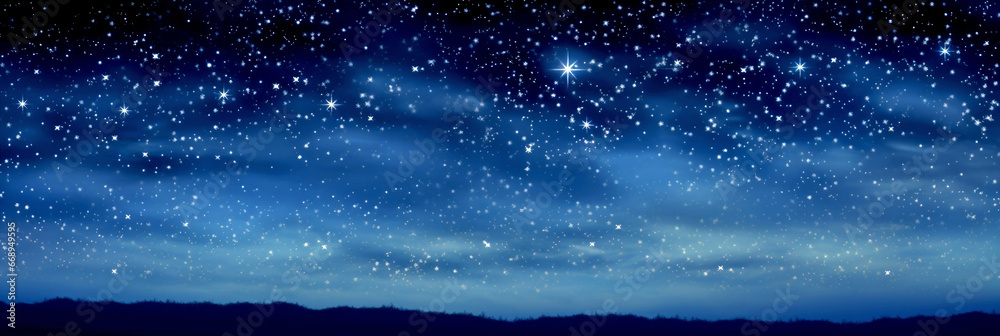 PANORAMA OF THE STARRY NIGHT SKY. HORIZONTAL IMAGE. legal AI Stock ...