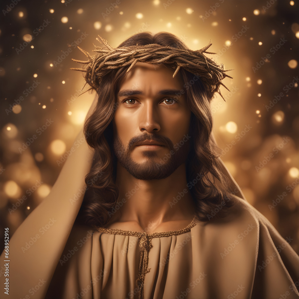 Jesucristo con Corona de Espinas Cristo Jesús Stock Photo | Adobe Stock